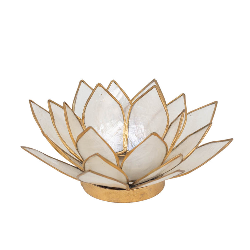Candle Holder Capiz Lotus White